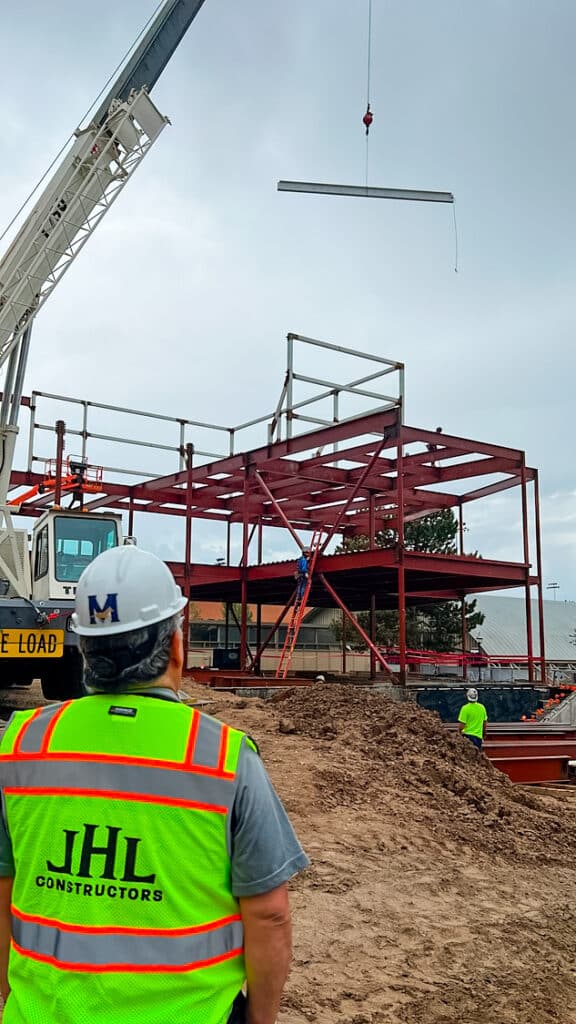 June 2023 - Beam Placement, Mullen High School - JHL Constructors